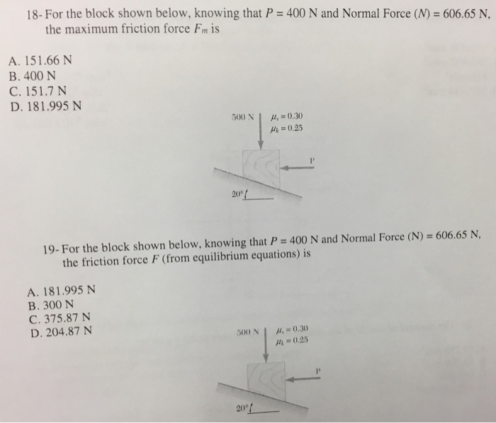 Solved 18- For the block shown below, knowing that P = 400 N | Chegg.com