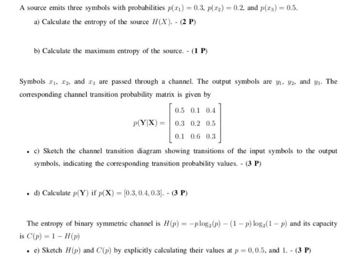 Solved A source emits three symbols with probabilities p(x) | Chegg.com