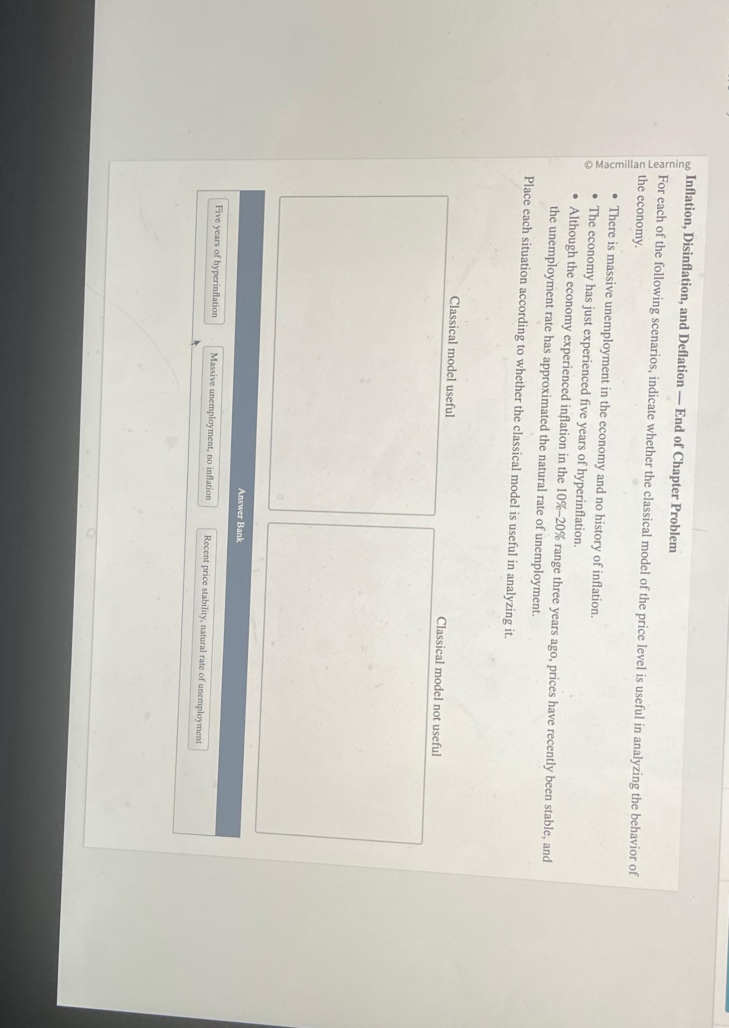 Solved Inflation, Disinflation, and Deflation - ﻿End of | Chegg.com