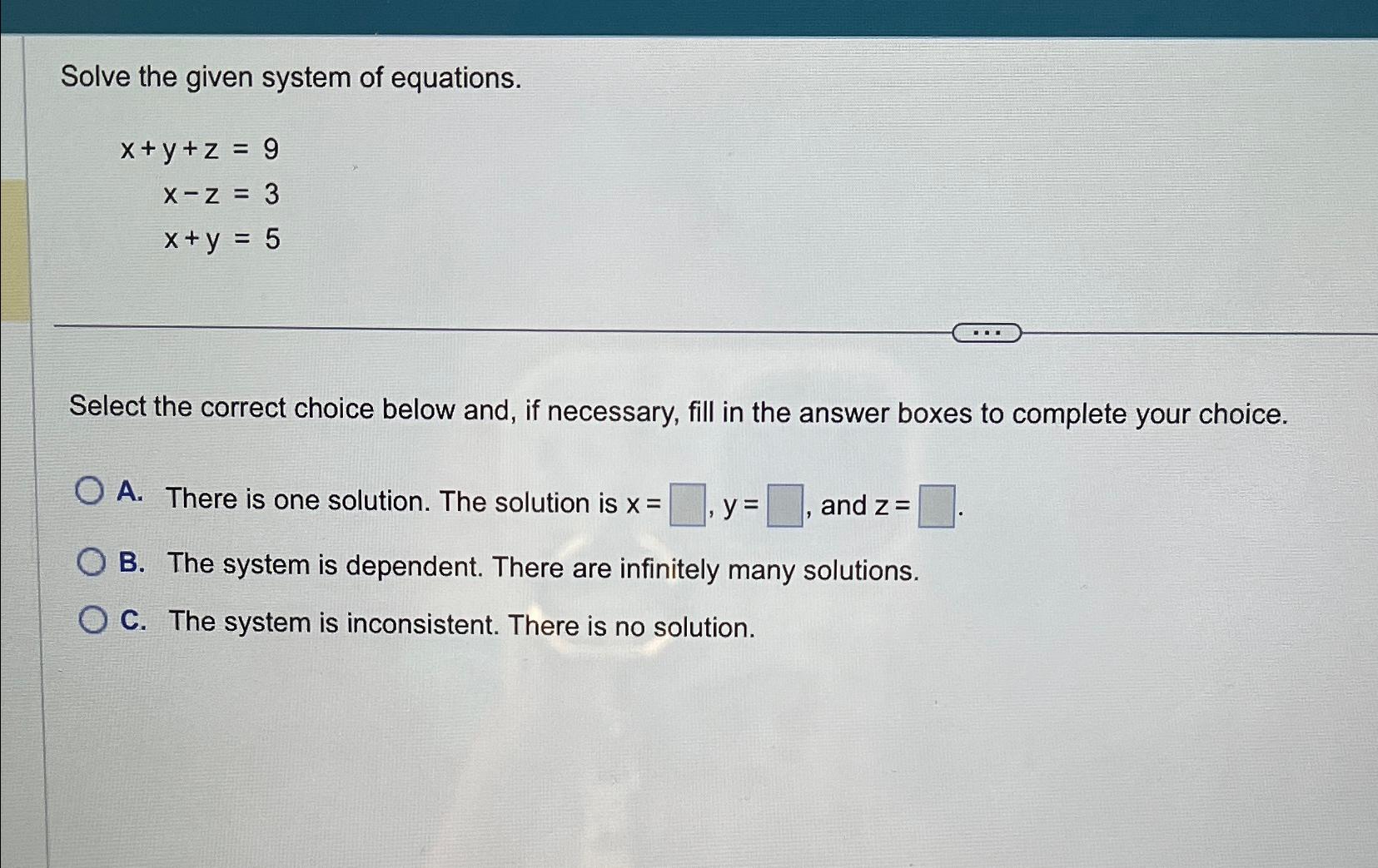Solved Solve the given system of | Chegg.com
