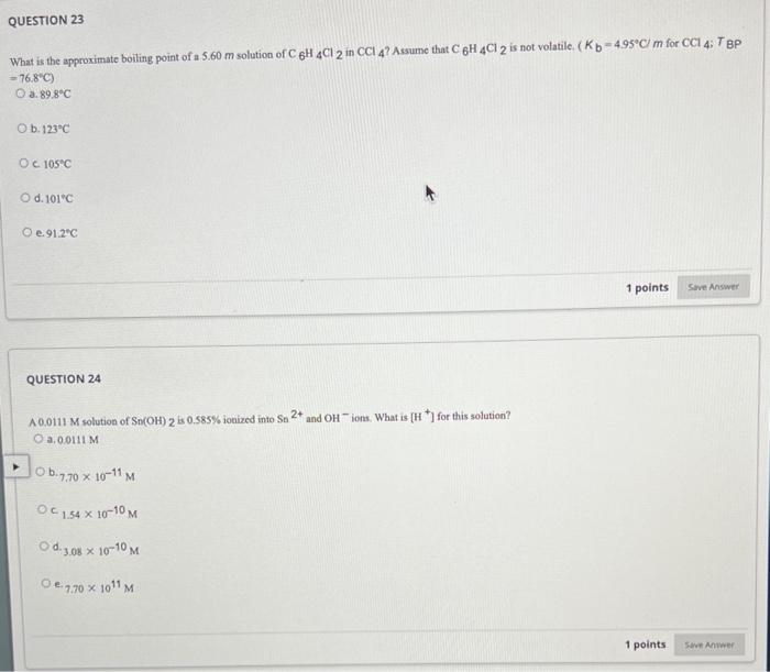 Solved What is the approximate boiling point of a 5.60 m | Chegg.com