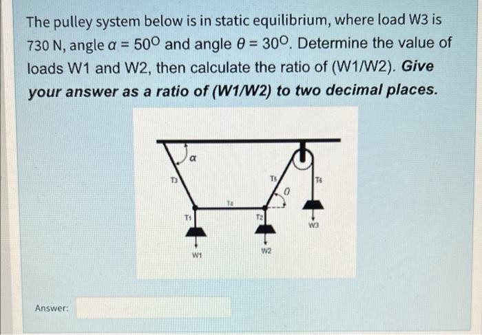 Solved The pulley system below is in static equilibrium, | Chegg.com