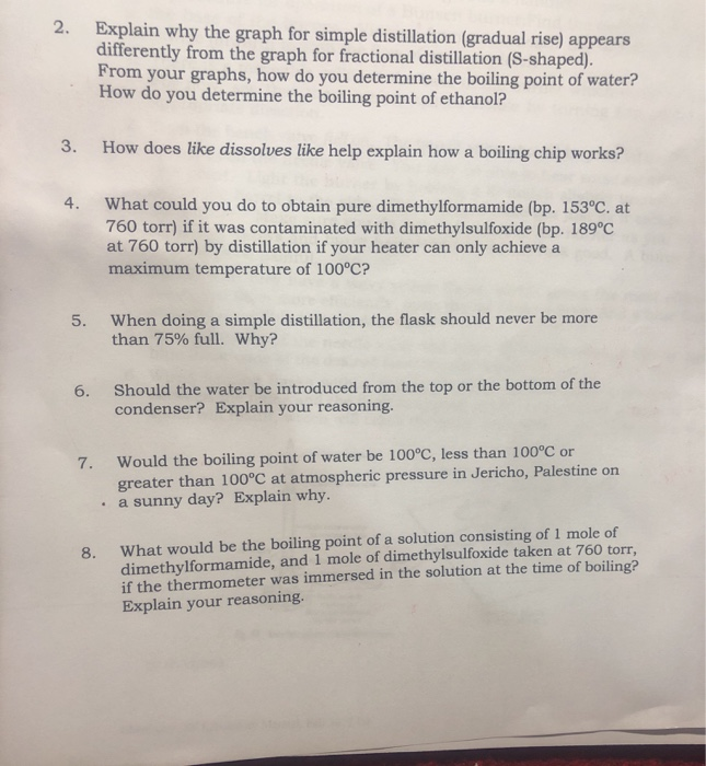 2. Explain why the graph for simple distillation | Chegg.com