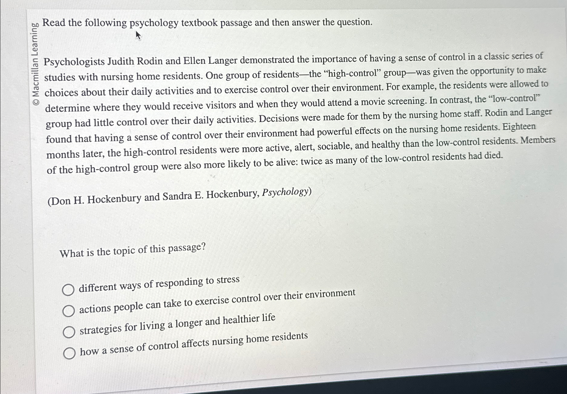 Solved Read the following psychology textbook passage and | Chegg.com