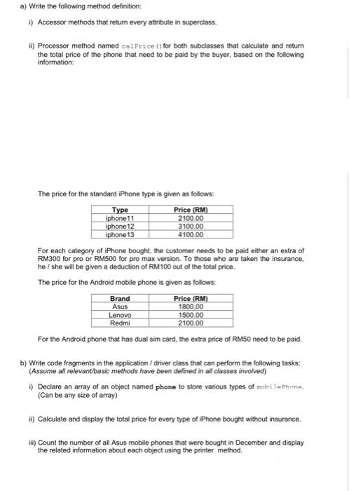 Solved Given the following template of abstract superclass | Chegg.com