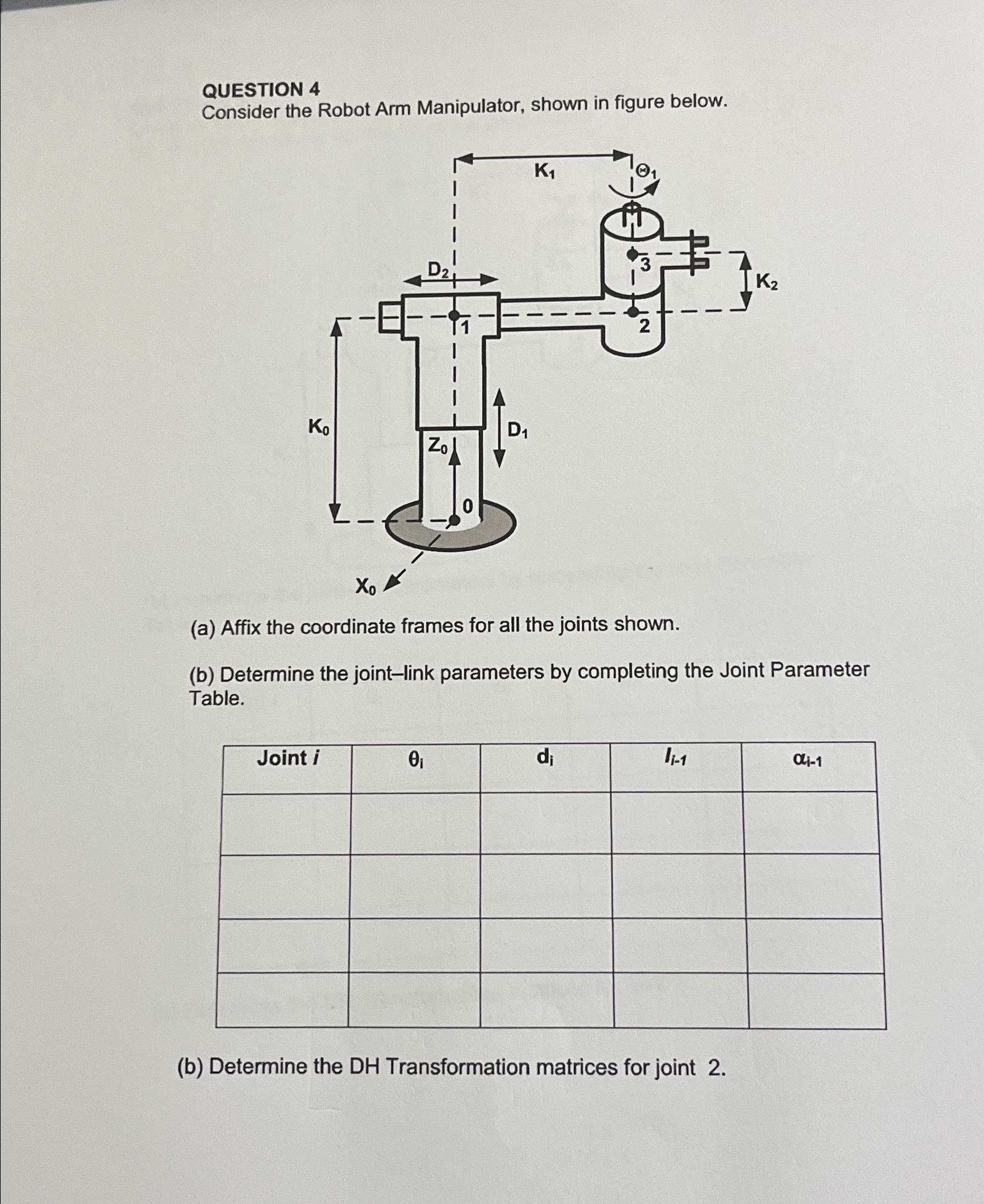 Solved QUESTION 4Consider the Robot Arm Manipulator, shown | Chegg.com