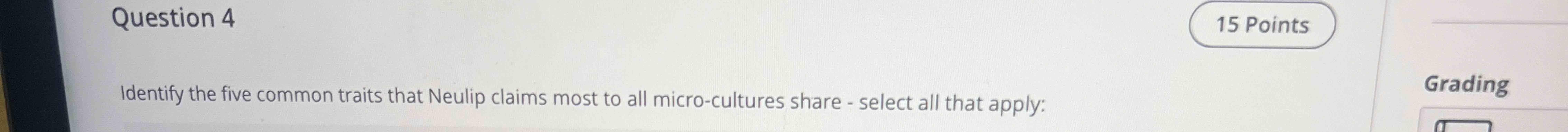 Question 4Identify the five common traits that Neulip | Chegg.com