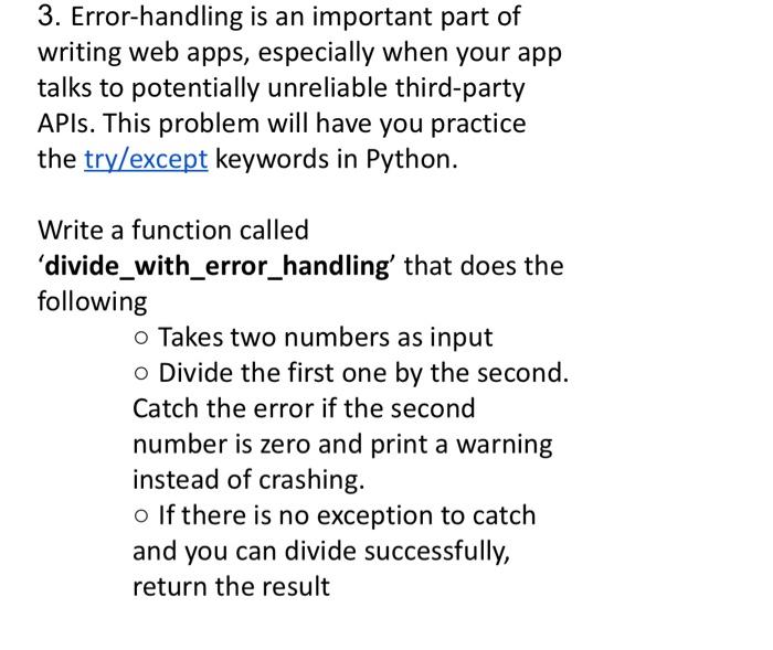 Solved 3. Error-handling is an important part of writing web | Chegg.com