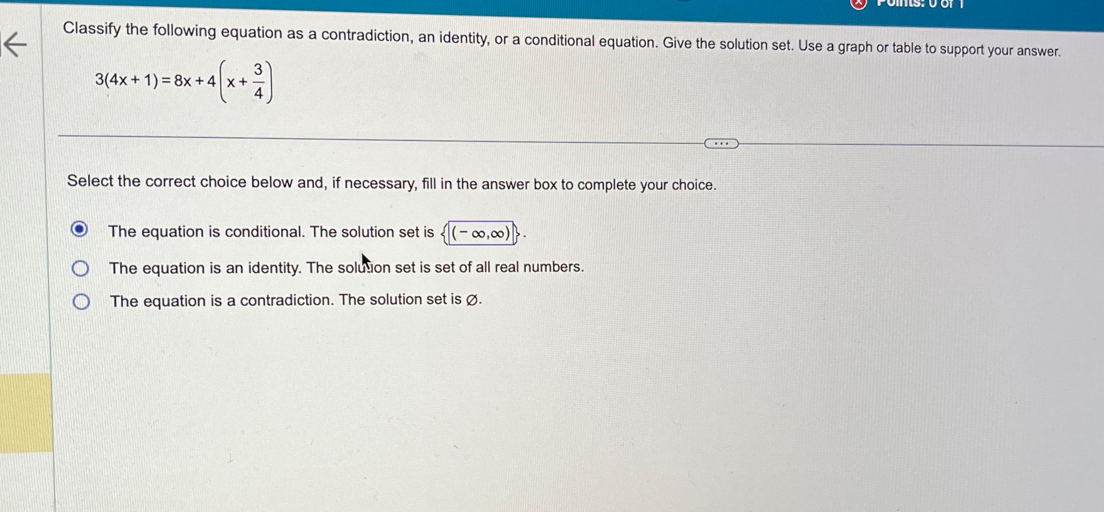 Solved Classify the following equation as a contradiction, | Chegg.com