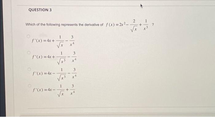 Solved QUESTION 3 Which of the following represents the | Chegg.com