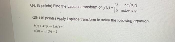 Solved Q4: (5 points) Find the Laplace transform of | Chegg.com