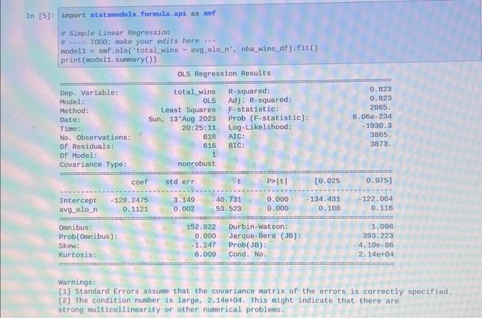 inport statsnodols. formula. api as smf H Simple | Chegg.com