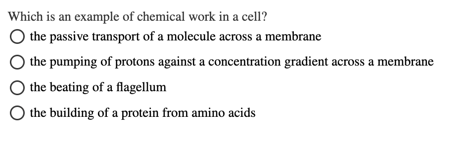 Solved Which is an example of chemical work in a cell? the | Chegg.com