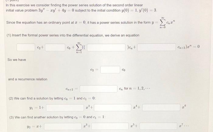 Solved In This Exercise We Consider Finding The Power Series 7679