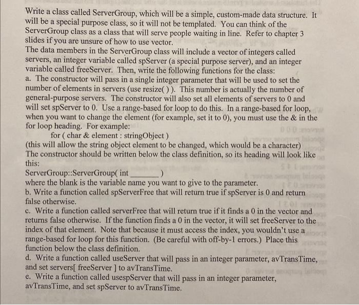 Solved Write a class called ServerGroup, which will be a | Chegg.com