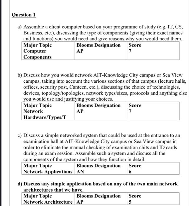 a) Assemble a client computer based on your programme | Chegg.com
