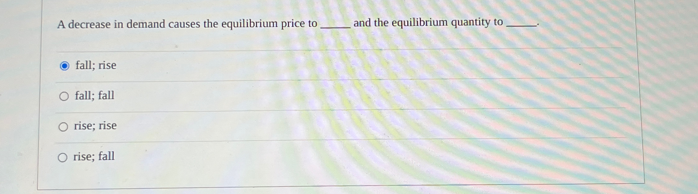 Solved A decrease in demand causes the equilibrium price to | Chegg.com