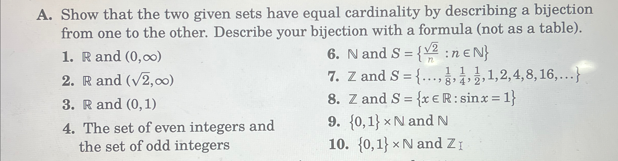 Solved Solve #2,8,10A. ﻿Show that the two given sets have | Chegg.com