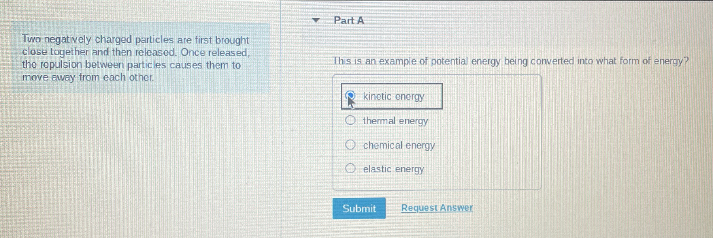 Solved Part ATwo negatively charged particles are first | Chegg.com