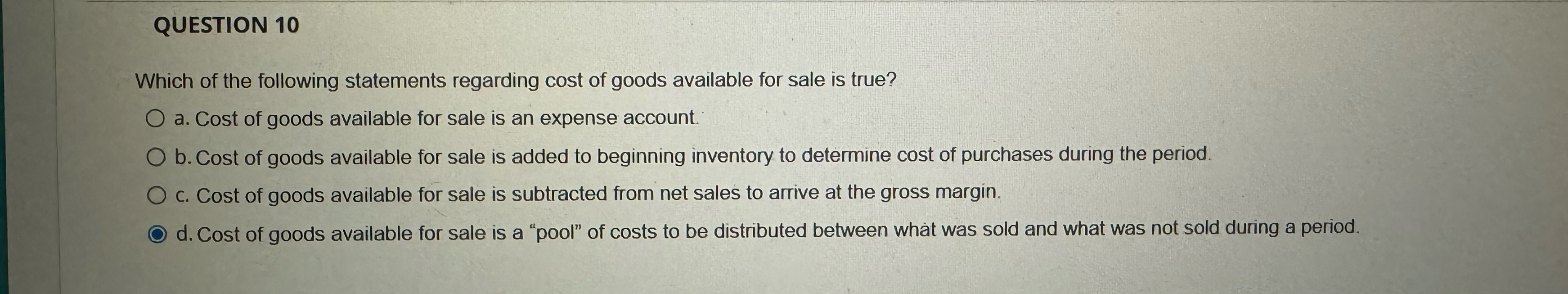 Solved QUESTION 10Which of the following statements | Chegg.com