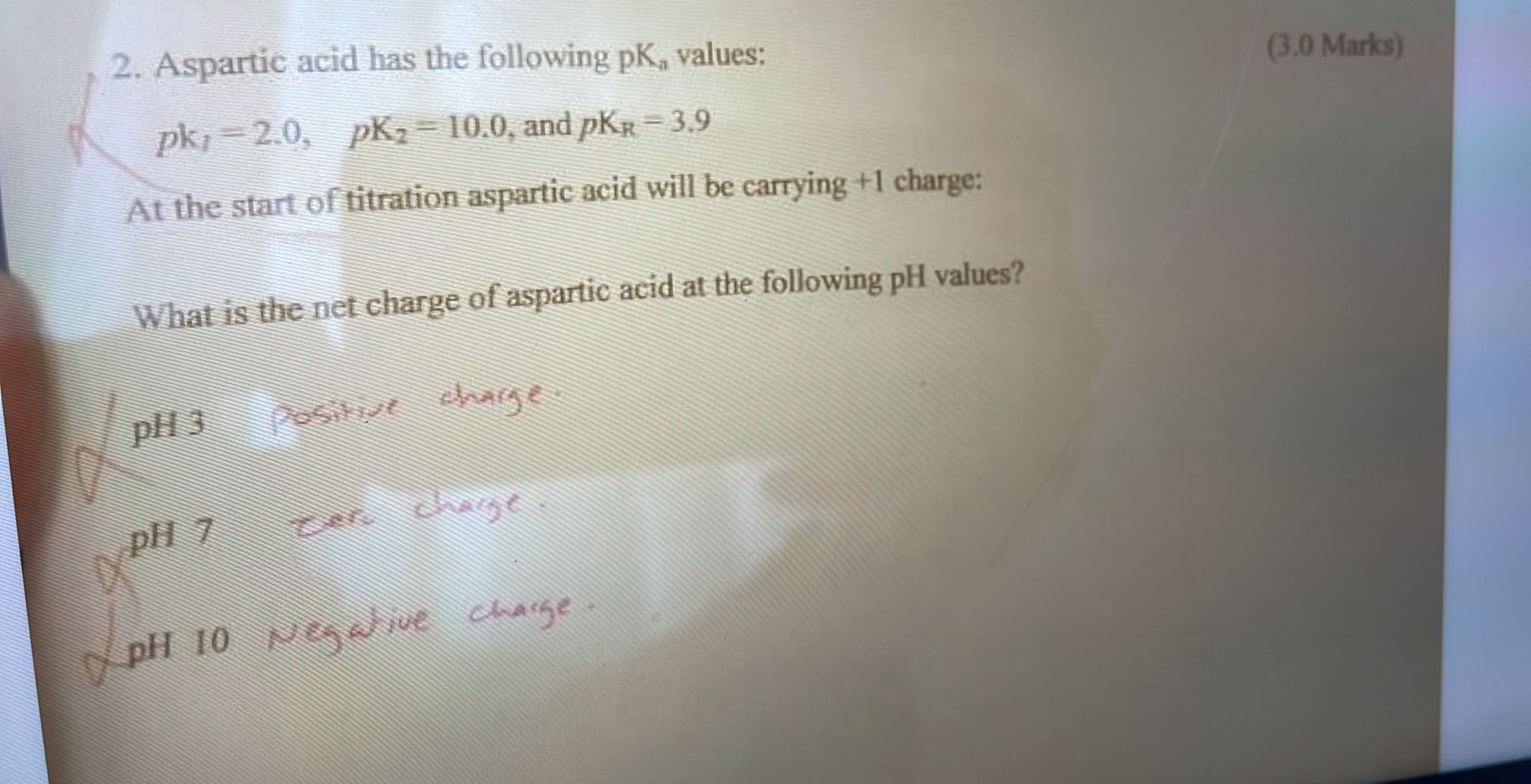 Solved Aspartic acid has the following pKa ﻿values:(3.0 | Chegg.com