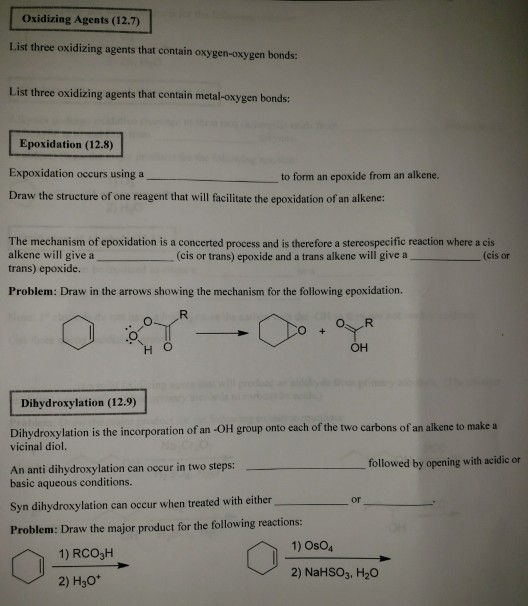 Solved Oxidizing Agents (12.7) List three oxidizing agents | Chegg.com
