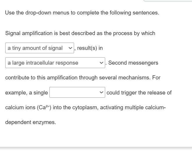 Solved Use the drop-down menus to complete the following | Chegg.com