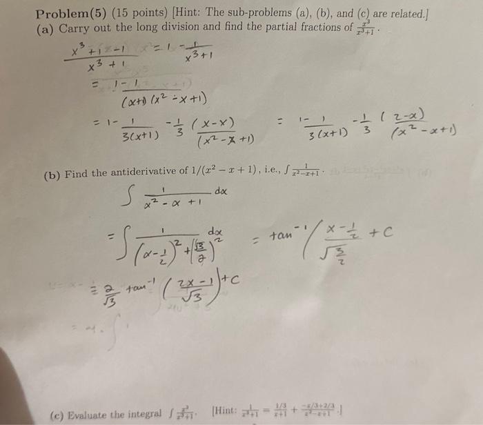 Problem (5) (15 points) [Hint: The sub-problems (a), | Chegg.com