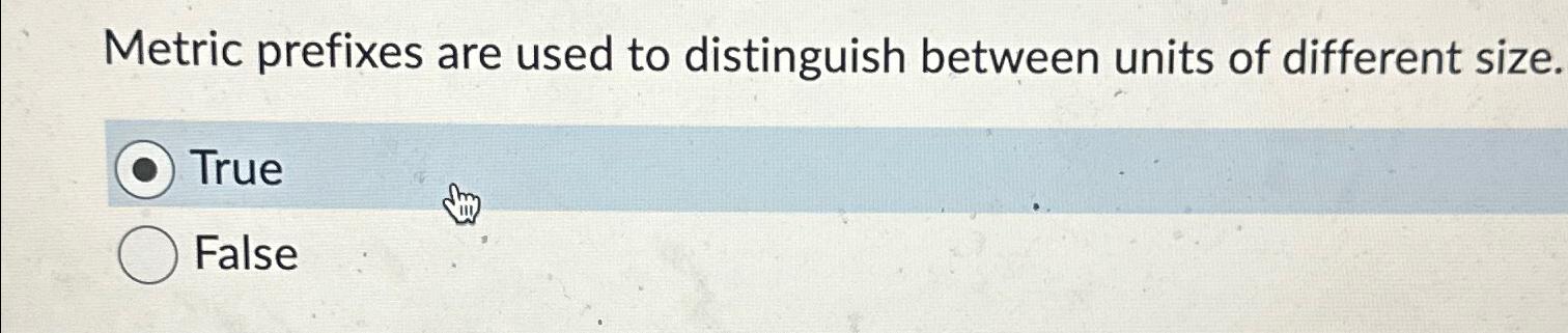 Solved Metric prefixes are used to distinguish between units | Chegg.com