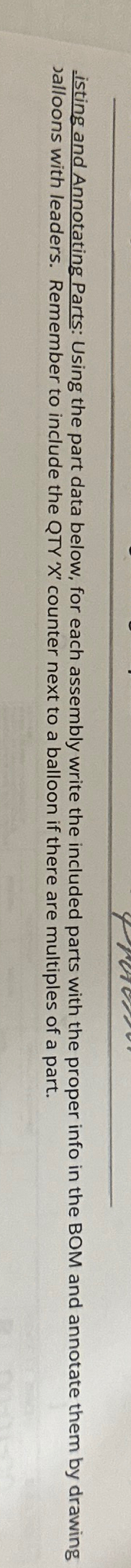 Solved isting and Annotating Parts: Using the part data | Chegg.com