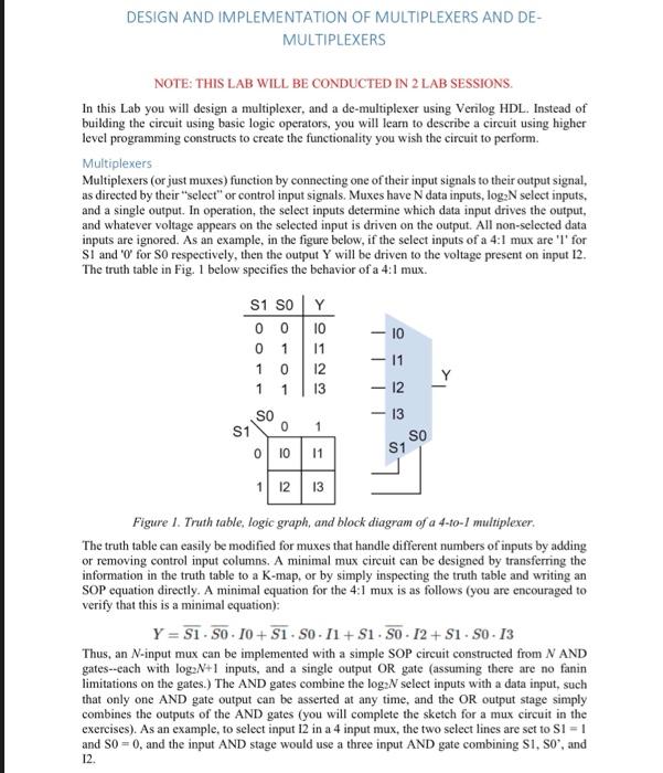 Solved DESIGN AND IMPLEMENTATION OF MULTIPLEXERS AND DE- | Chegg.com