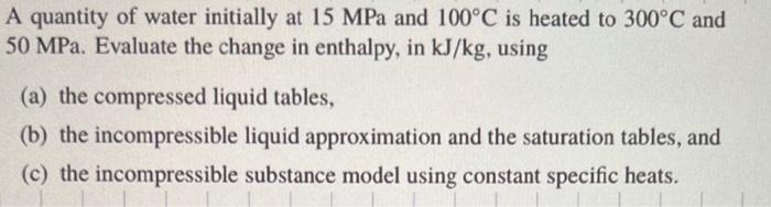 Solved A quantity of water initially at 15MPa and 100∘C is | Chegg.com