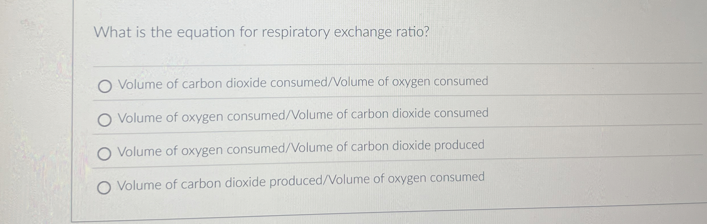 Solved What is the equation for respiratory exchange | Chegg.com