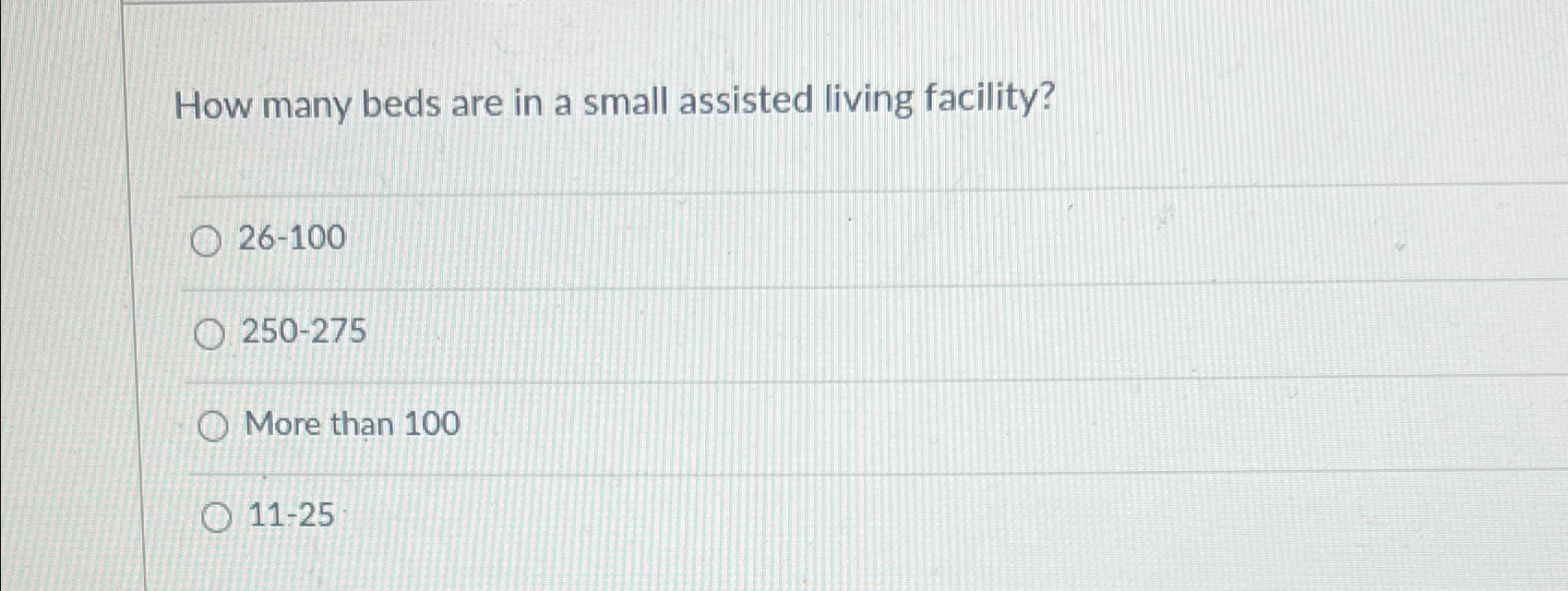 Solved How many beds are in a small assisted living | Chegg.com