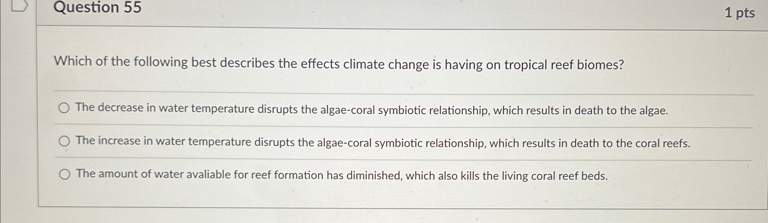 Solved Question 551ptsWhich of the following best describes | Chegg.com