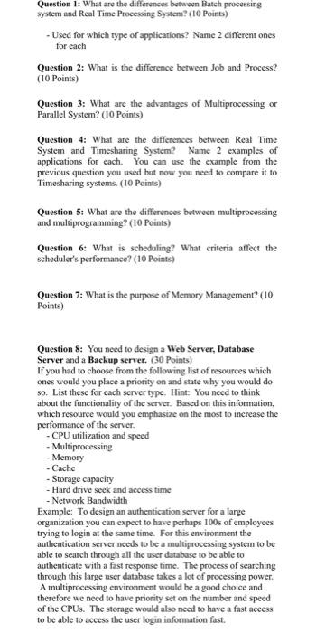 Solved Question 1: What are the differences between Batch | Chegg.com