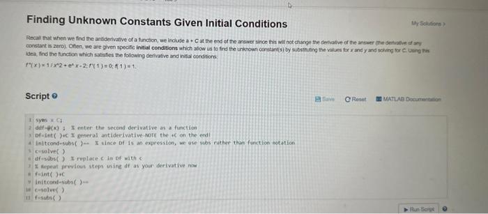 Finding Unknown Constants Given Initial Conditions | Chegg.com