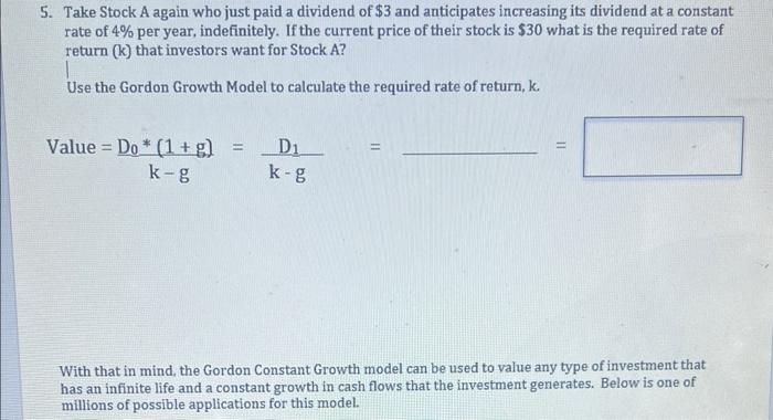 Solved Let's use the shortcut formula called the Gordon | Chegg.com