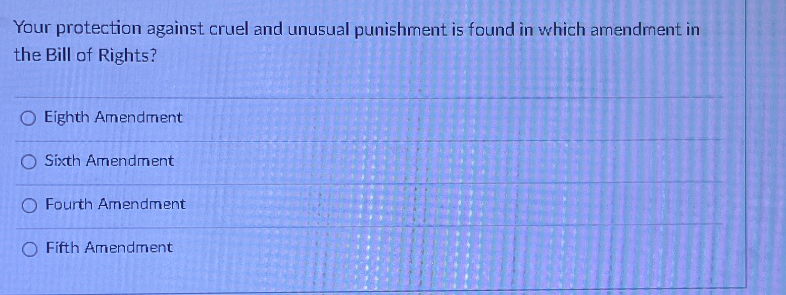 Solved Your protection against cruel and unusual punishment | Chegg.com
