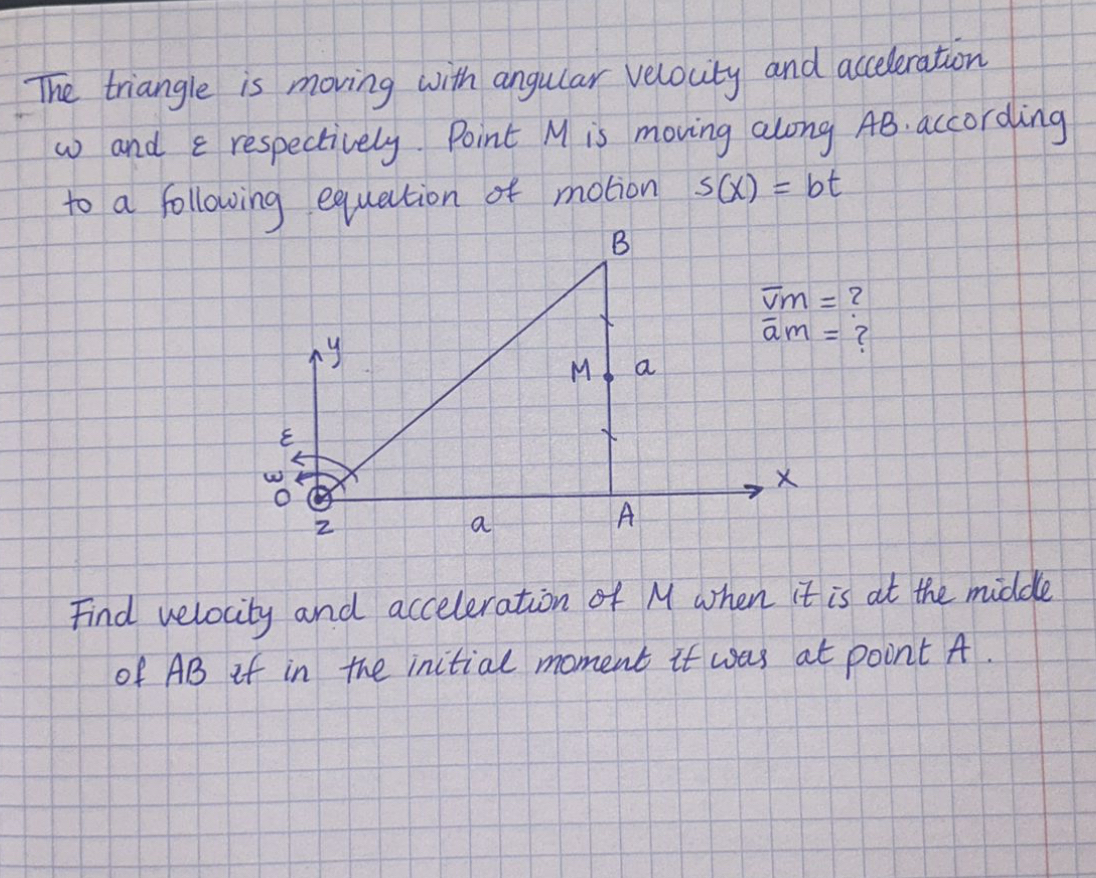 Solved The triangle is moving with angular velocity and | Chegg.com