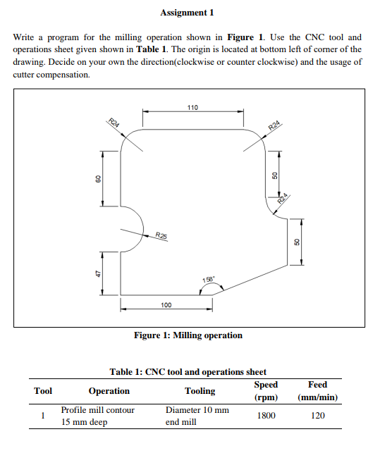 Solved Assignment 1write A Program For The Milling Operation 3251