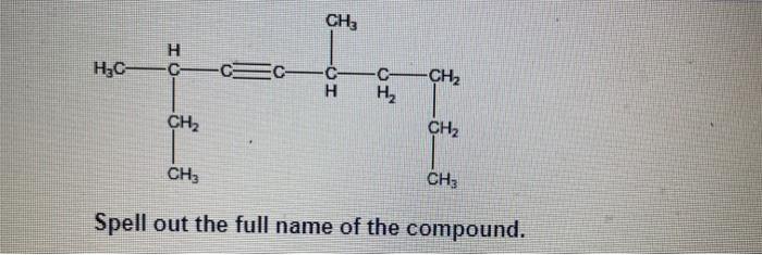Solved H HCC -C- H2 -C-C-CHE H2 H2 HC- -CH3 CH3 Spell out | Chegg.com