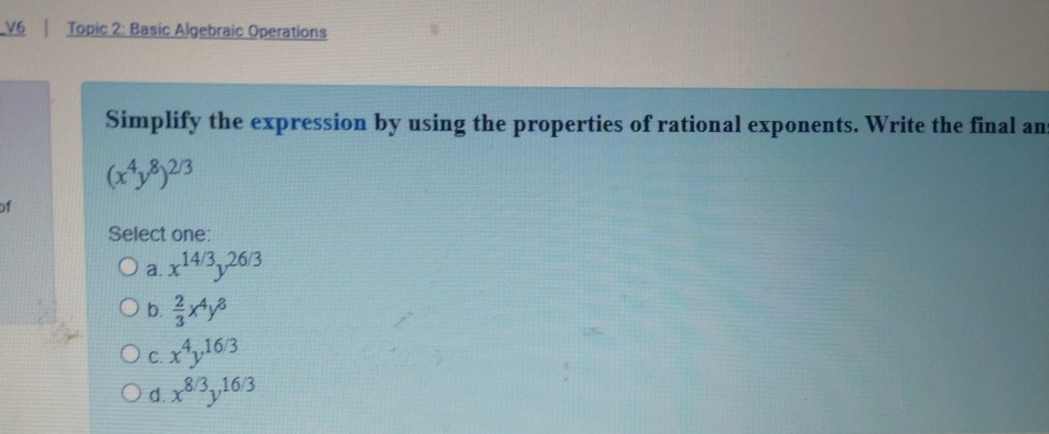 Solved Topic 2: Basic Algebraic OperationsSimplify the | Chegg.com