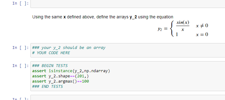 Solved Using the same x defined above, define the arrays y−2 | Chegg.com