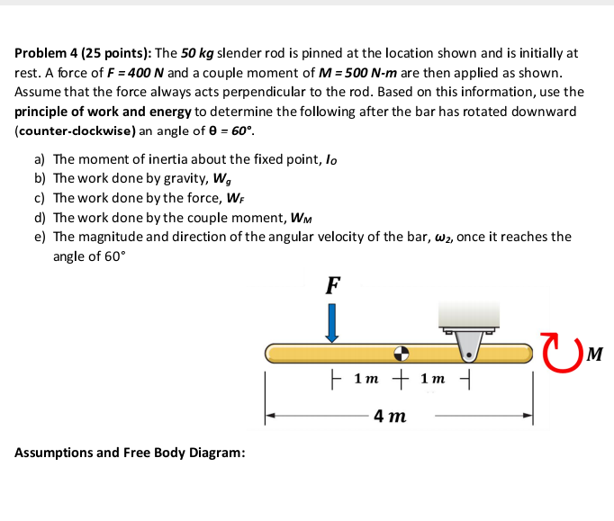 Solved Problem 4 ( 25 points): The 50kg slender rod is | Chegg.com