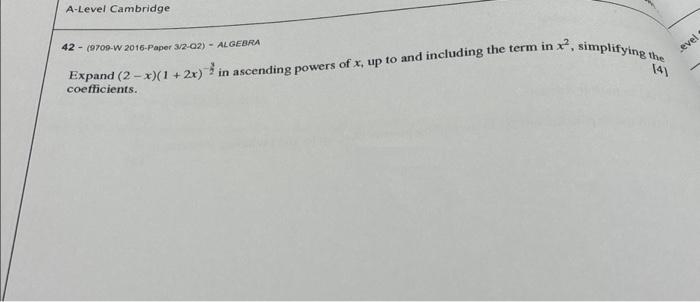 Solved A-Level Cambridge 42 (9709-W 2016-Paper 3/2-Q2) | Chegg.com