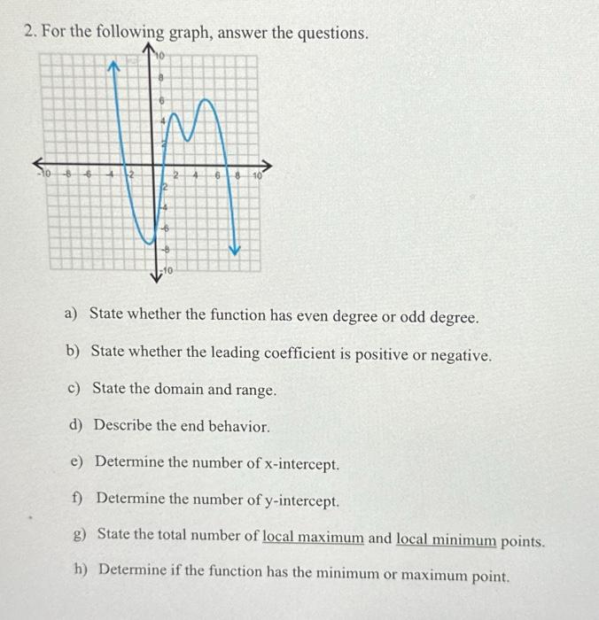 Solved 2. For the following graph, answer the questions. a) | Chegg.com