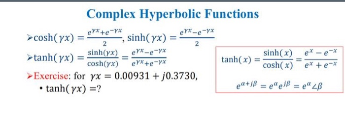 Solved 2 Complex Hyperbolic Functions >For x = a +jp, cosh | Chegg.com