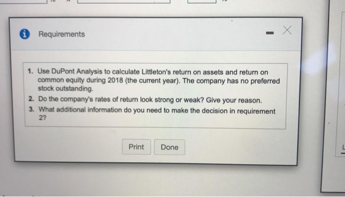 Solved i Requirements 1. Use DuPont Analysis to calculate | Chegg.com