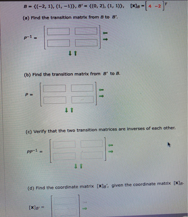 Solved find the transition matrix from B to B', The | Chegg.com